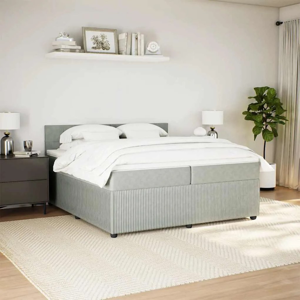Box spring postel s matrací světle šedá 200x200 cm samet 3287830