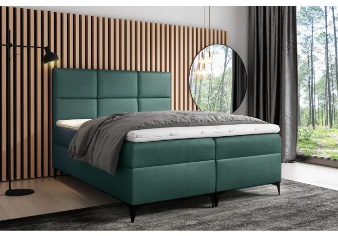 Designové čalouněná postel Fiza s úložným prostorem zelená 180 x 200 + topper zdarma