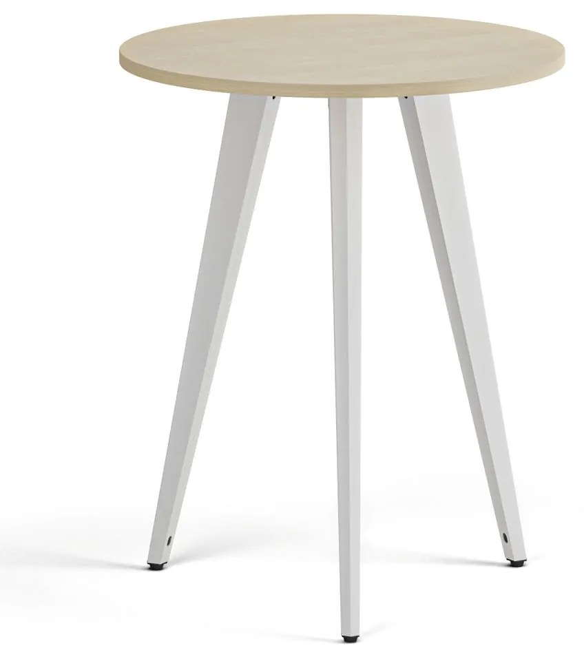 Konferenční stůl PRIMO VIBE, průměr 60 cm, bílá podnož, bříza