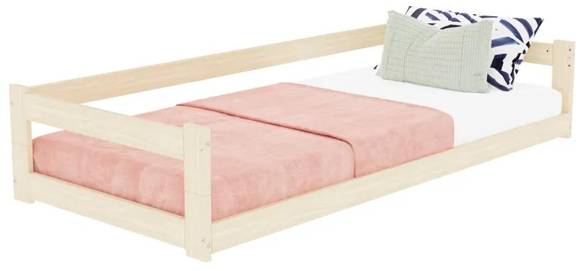 Benlemi Nízká jednolůžková postel ze dřeva SAFE 5v1 se zábranou Zvolte barvu: Pastelově růžová, Zvolte rozměr: 80x190 cm, Zvolte zábranu: S jednou zábranou