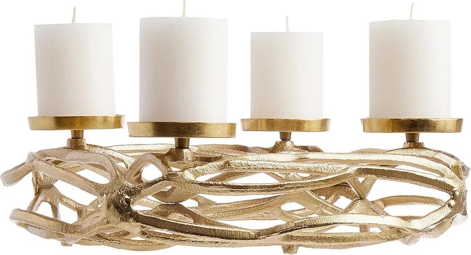 ADVENT Věnec kovový "naplavené dříví" 40 cm - zlatá