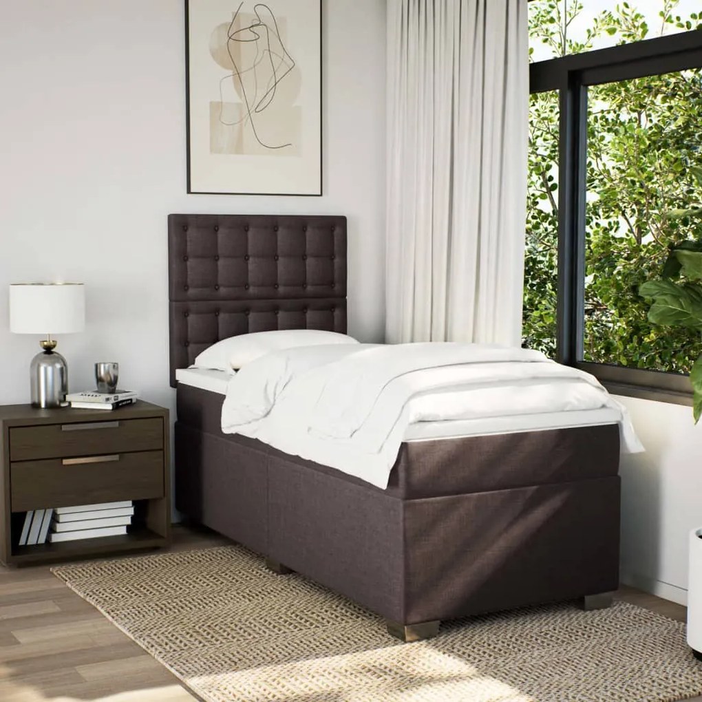 Box spring postel s matrací tmavě hnědá 80x200 cm textil 3290332