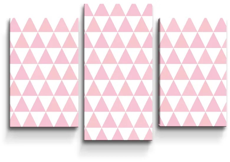 Obraz - 3-dílný SABLIO - Růžové a bílé trojúhelníky 75x50 cm