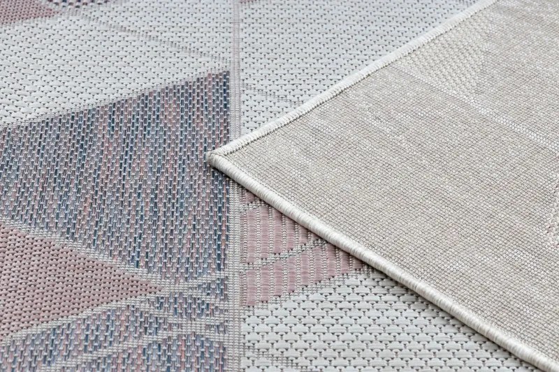 Dywany Łuszczów, Kusový koberec Sion Sisal Triangles B3006A ecru/pink – na ven i na doma, 80x150, růžová, chodba / předsíň