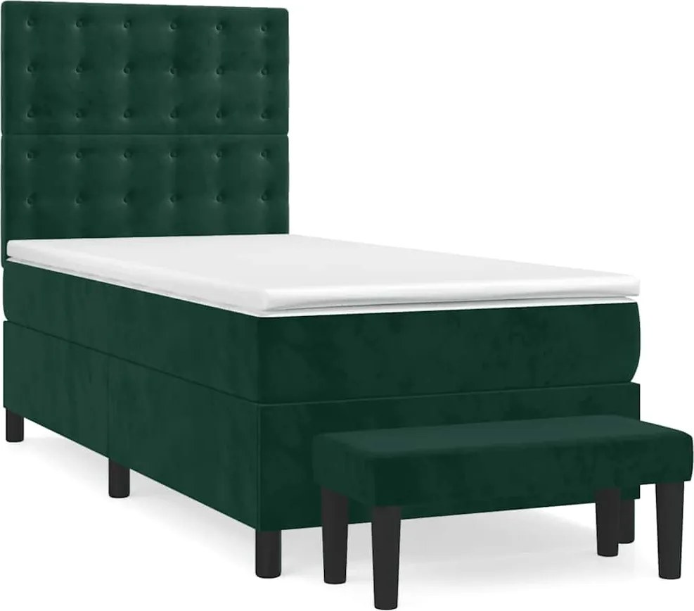 Box spring postel s matrací tmavě zelená 80 x 200 cm samet 3138052