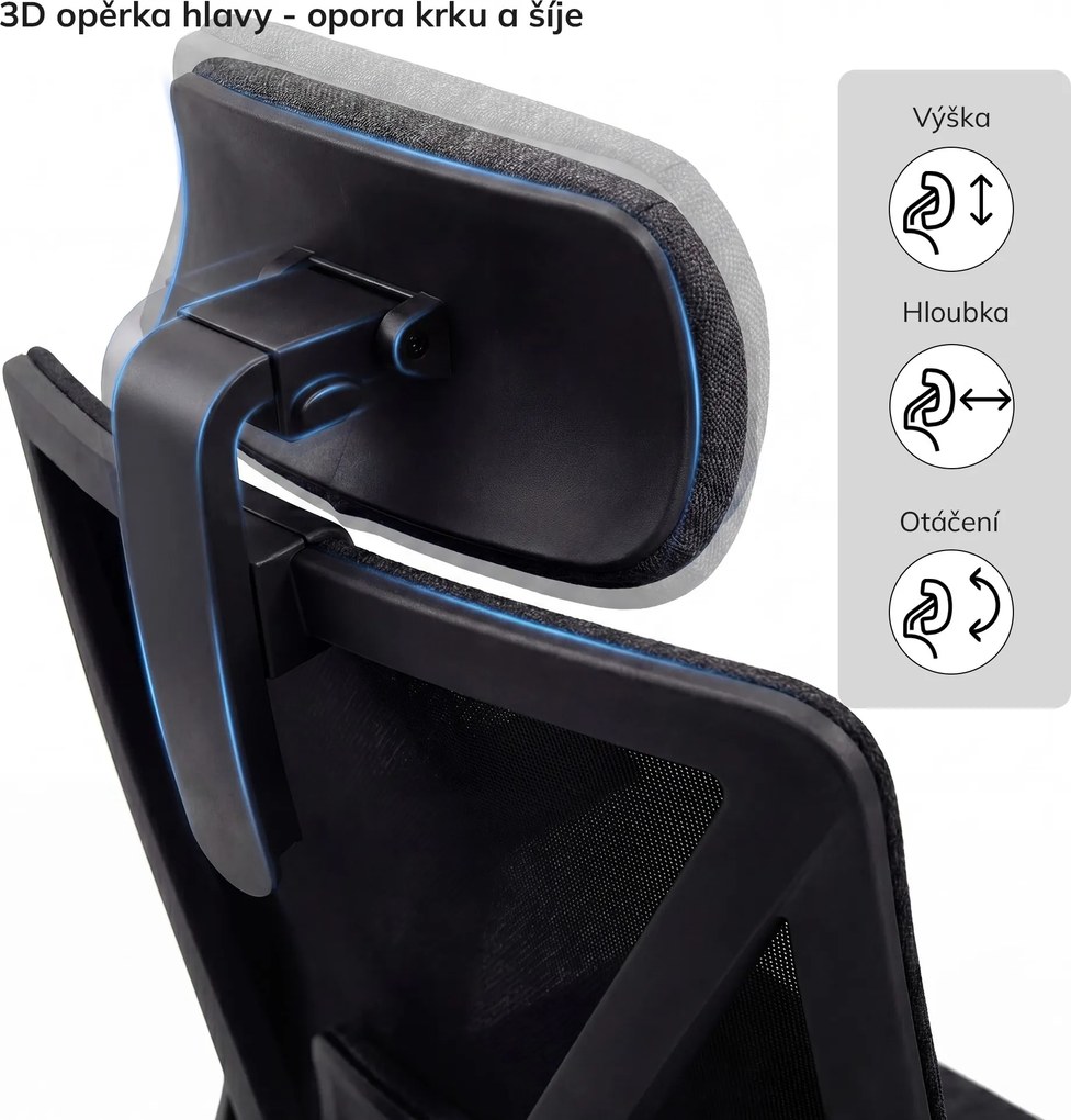 Ergonomická otočná kancelářská židle s síťovaným opěradlem, černá: VECTOR