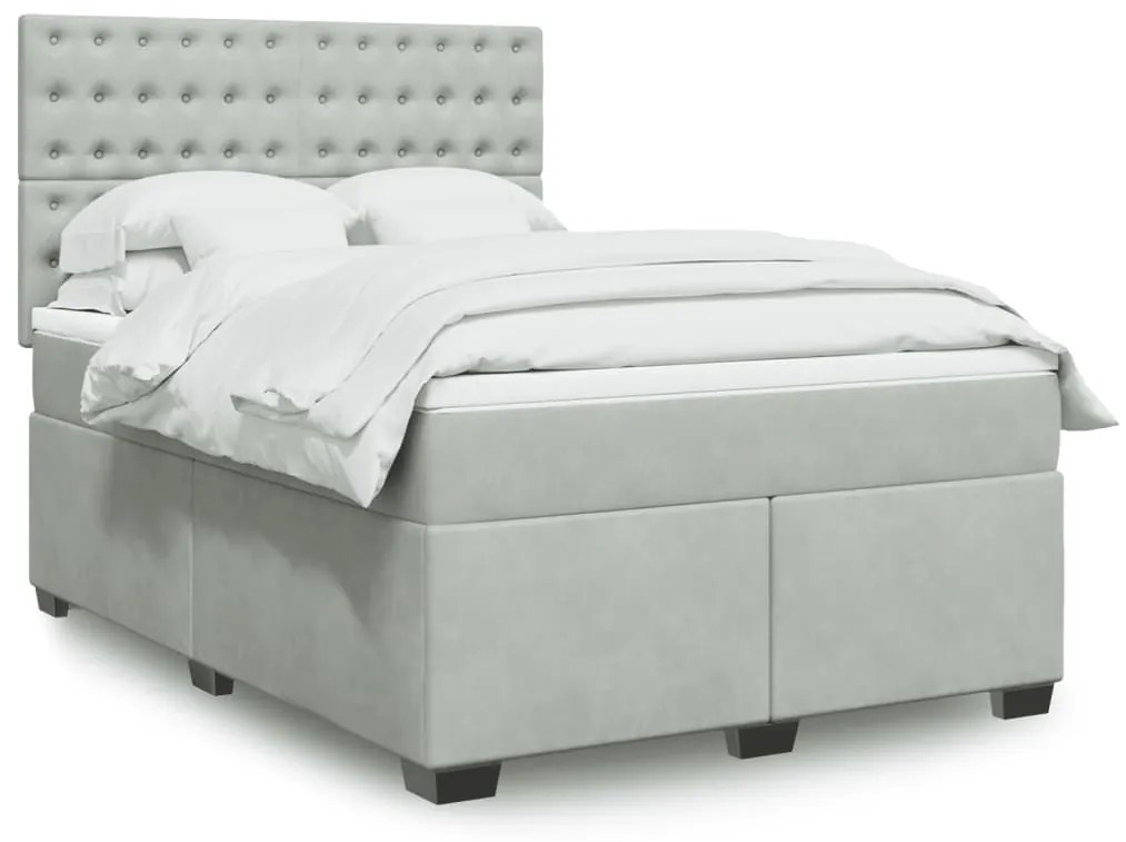 Box spring postel s matrací světle šedá 140x190 cm samet 3290918