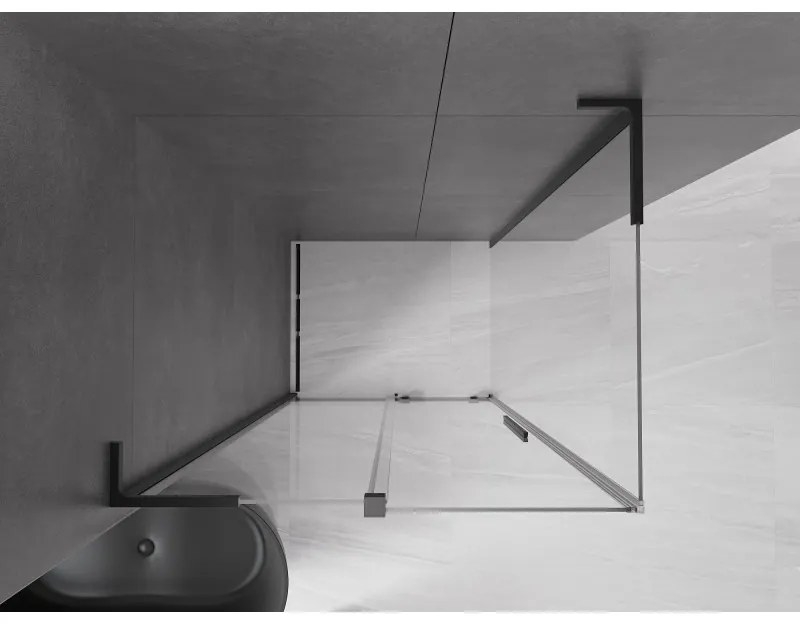 Mexen Velar L, sprchový kout s posuvnými dveřmi 110 x 100 cm, 8mm čiré sklo, černá matná, 871-110-100-03-70