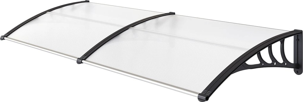 Outsunny Průhledný Kryt Sklon Pro Přední Dveře 75x195x23 cm Kryt 5mm Polykarbonát Slunečník Ochrana Proti Dešti pro Exteriér Hliníkový Průhledný | Aos