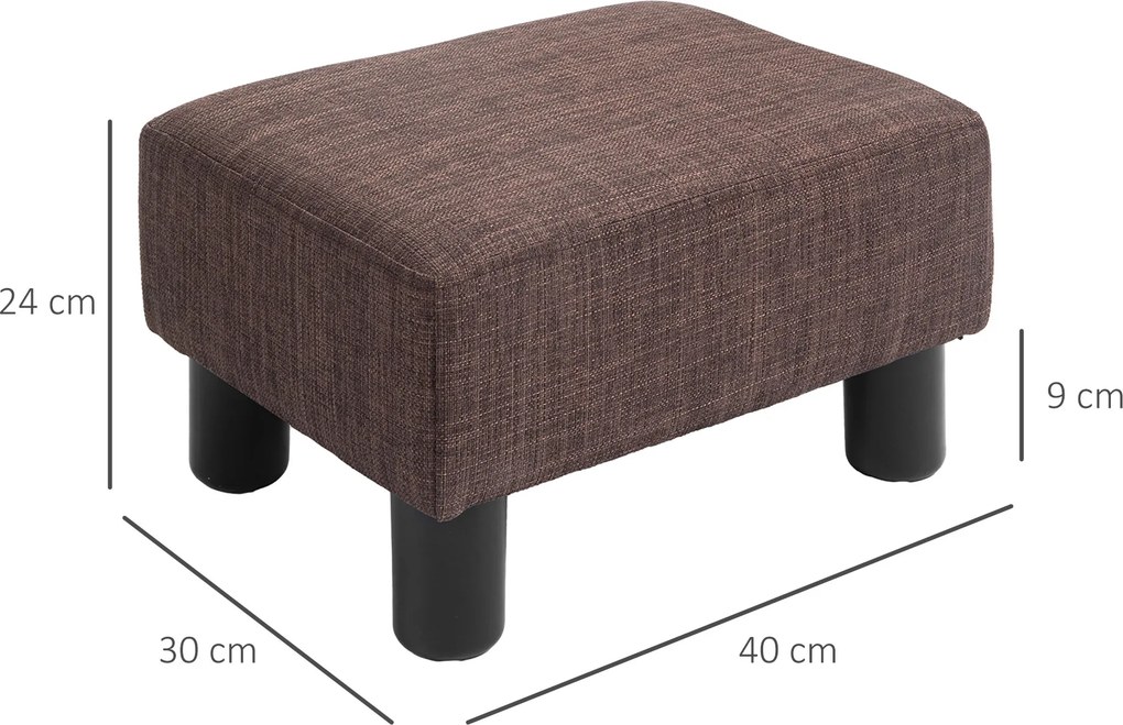 HOMCOM taburet otoman do 100 kg nosnost obdélníkový čalouněný taburet do obývacího pokoje hnědý 40 x 30 x 24 cm | Aosom.de