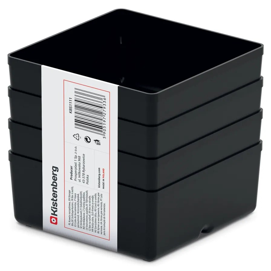 Sada úložných boxů 4 ks UNITEX 11 x 11 x 11,2 cm černá