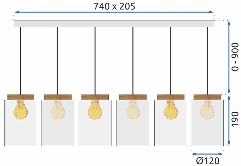 Toolight Závěsné osvětlení se šedými stínidly Frozen APP1813-6CP Frosted Grey