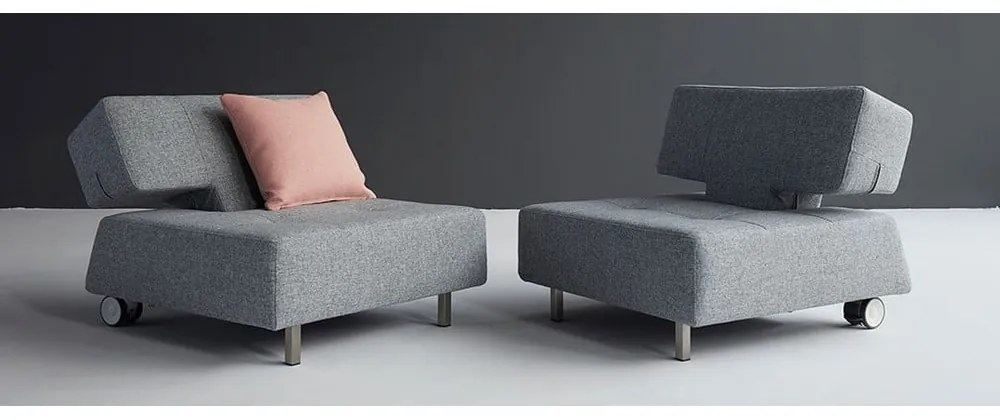 Šedé rozkládací křeslo Innovation Long Horn Twist Granite