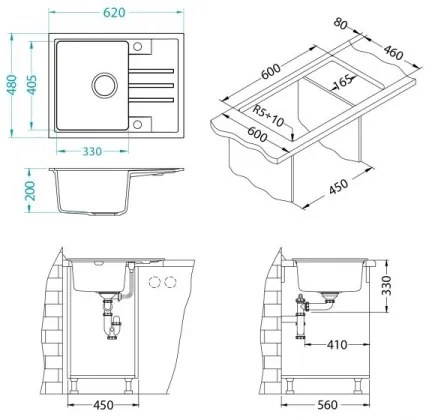 ALVEUS 1149080 - Kuchyňský dřez INTERMEZZO 62x48 cm granit/černá