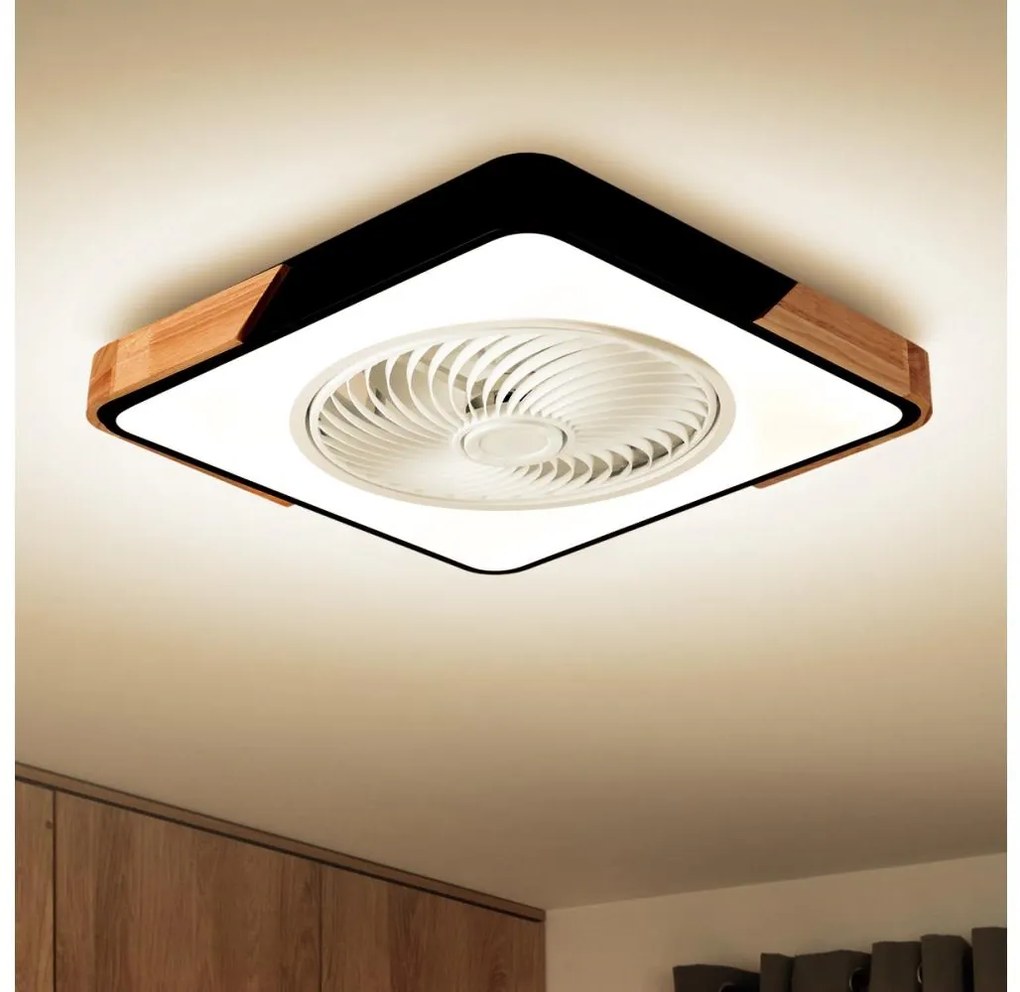 Brilagi-LED Stmív. svítidlo s ventilátorem LED/30W/230V 3000-6500K černá/dub+DO WF-OSD-042-BLK