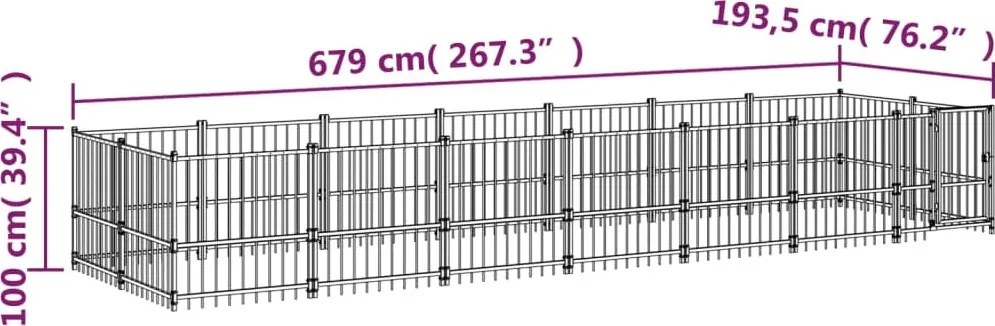 vidaXL Venkovní psí kotec ocel 13,14 m² [3124603]