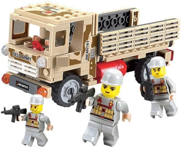 Blocki stavebnice vojenské nákladní auto typ LEGO 183 dílů