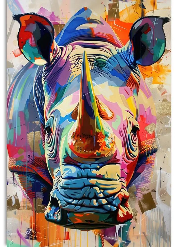 Obraz nosorožec s imitací malby
