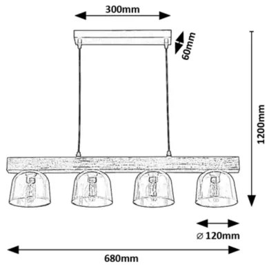Rabalux 3120 - Lustr na lanku CARDAMON 4xE14/40W/230V