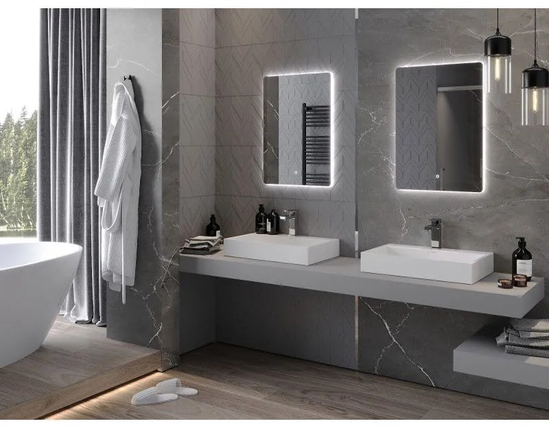 Mexen Sun, LED koupelnové zrcadlo s podsvícením 50 x 70 cm, 6000K, ochrana proti zamlžování, 9807-050-070-611-00