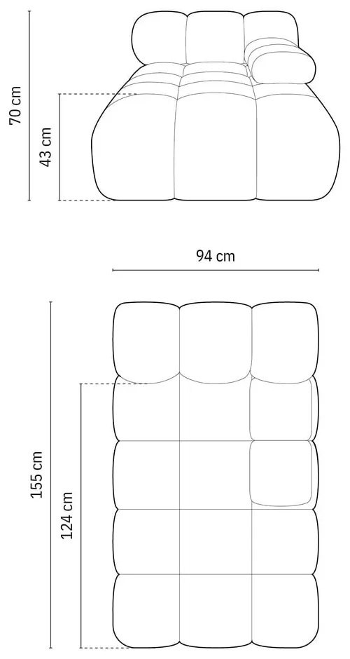 Oranžový modul pohovky z textilie bouclé (pravý roh) Bellis – Micadoni Home