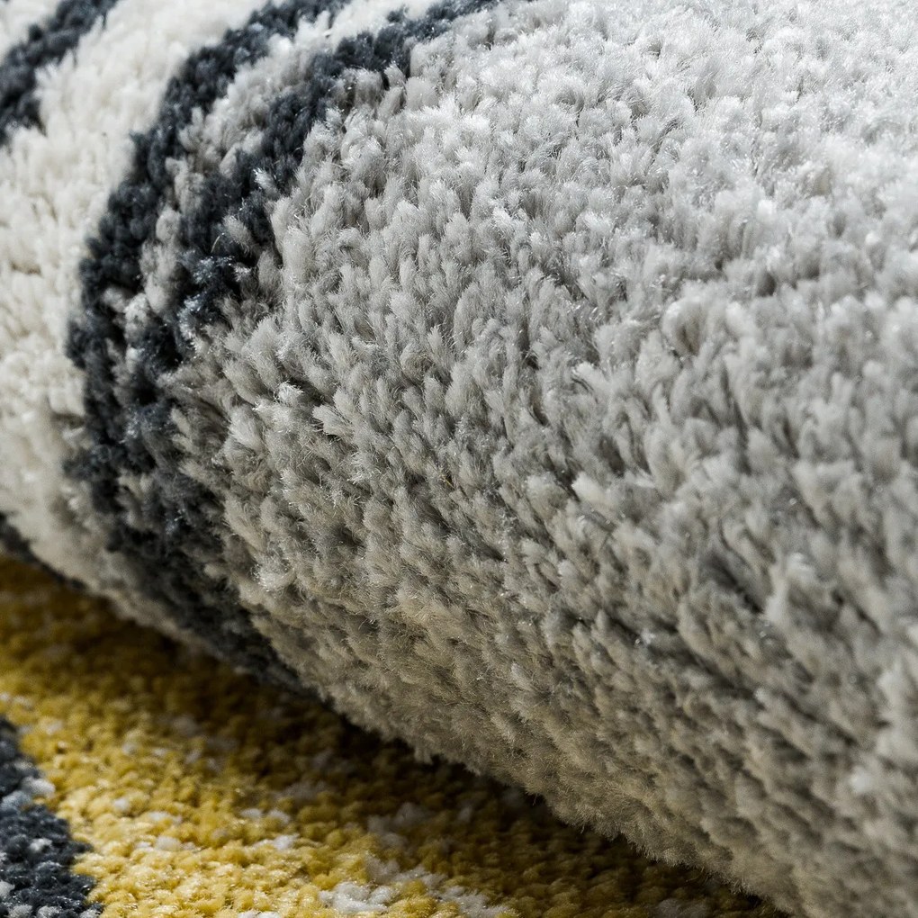 Dywany Łuszczów, Kusový koberec Fusion 5868 white/yellow, 180x270, šedá, kancelář