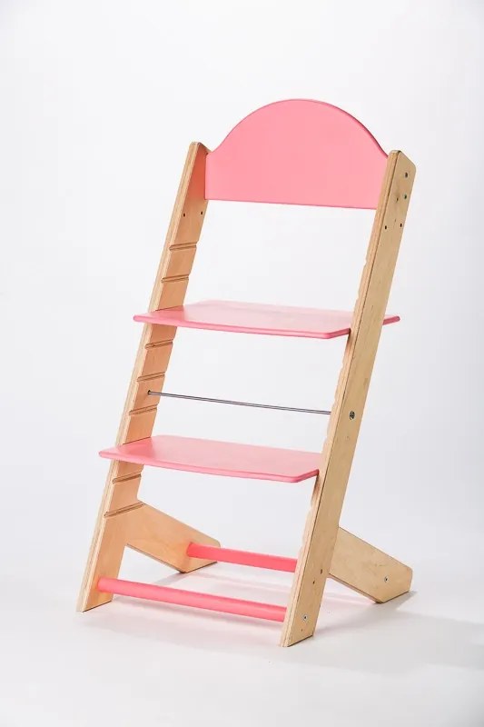 Lucas Wood Style rostoucí židle MIXLE -  přírodní/růžová rostoucí židle MIXLE: Autíčko