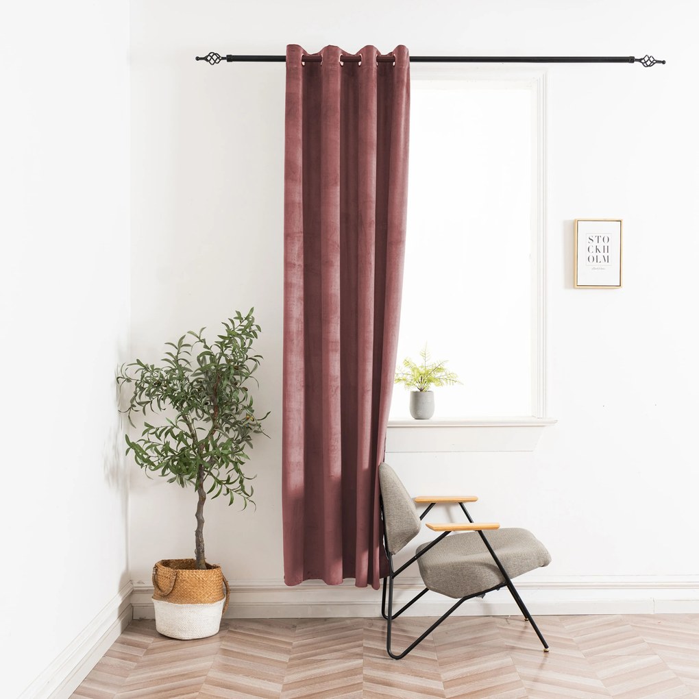 Zatemňovací závěs ELVIO VELVET 140x250 cm, starorůžový Zavěšení: Kovové kroužky