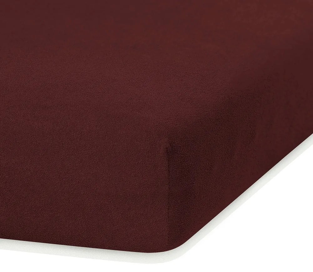 Tmavě hnědé elastické prostěradlo s vysokým podílem bavlny AmeliaHome Ruby, 200 x 120-140 cm