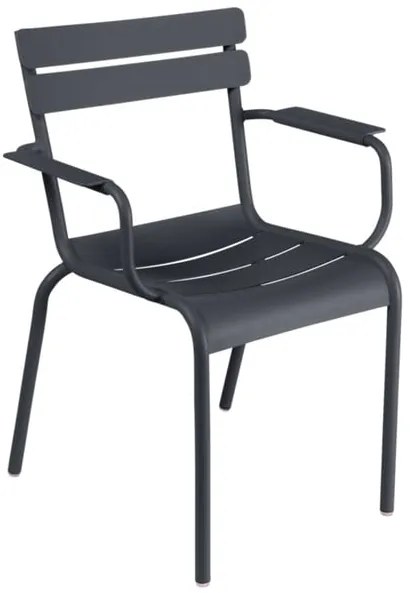 Antracitově šedá zahradní židle s područkami Fermob Luxembourg