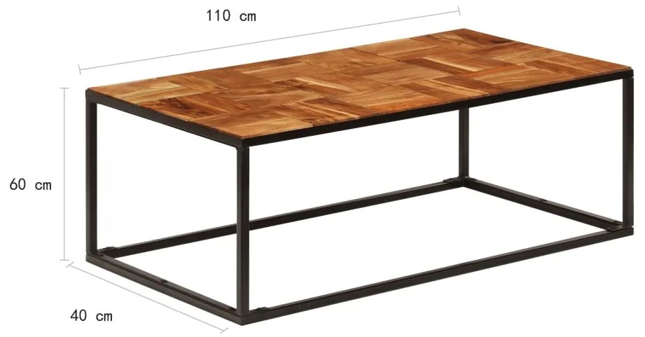 Konferenční stolek - masivní akácie a ocel | 110x40x60 cm