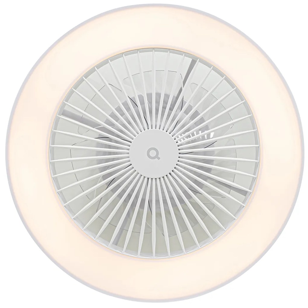 Chytrý stropní ventilátor bílý 59,5 cm vč. LED stmívatelný s dálkovým ovládáním - Deniz