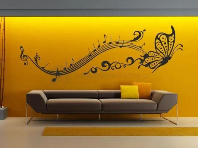 Dekorace na stěnu - Noty s motýlem