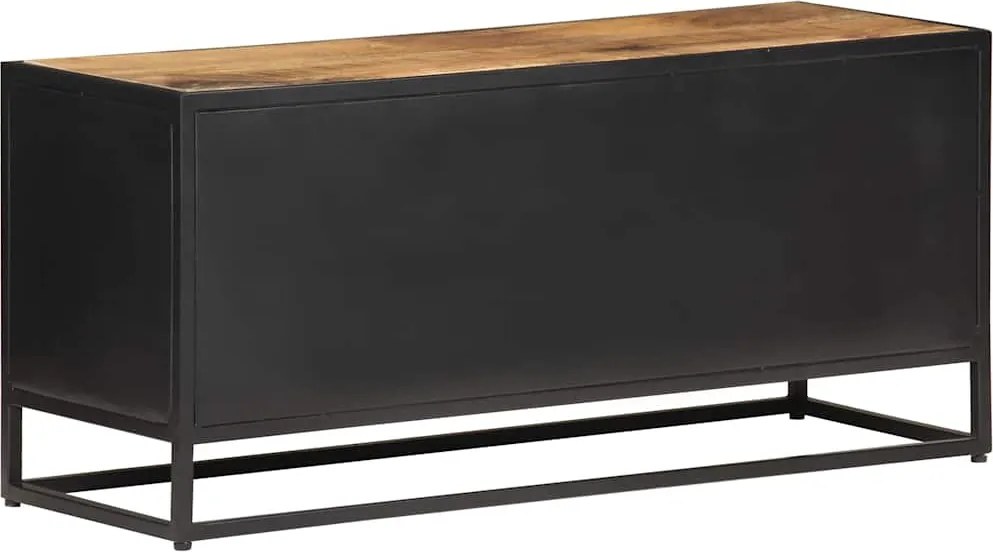 TV stolek 90x30x40 cm hrubý masivní mangovník a přírodní rákos 323144