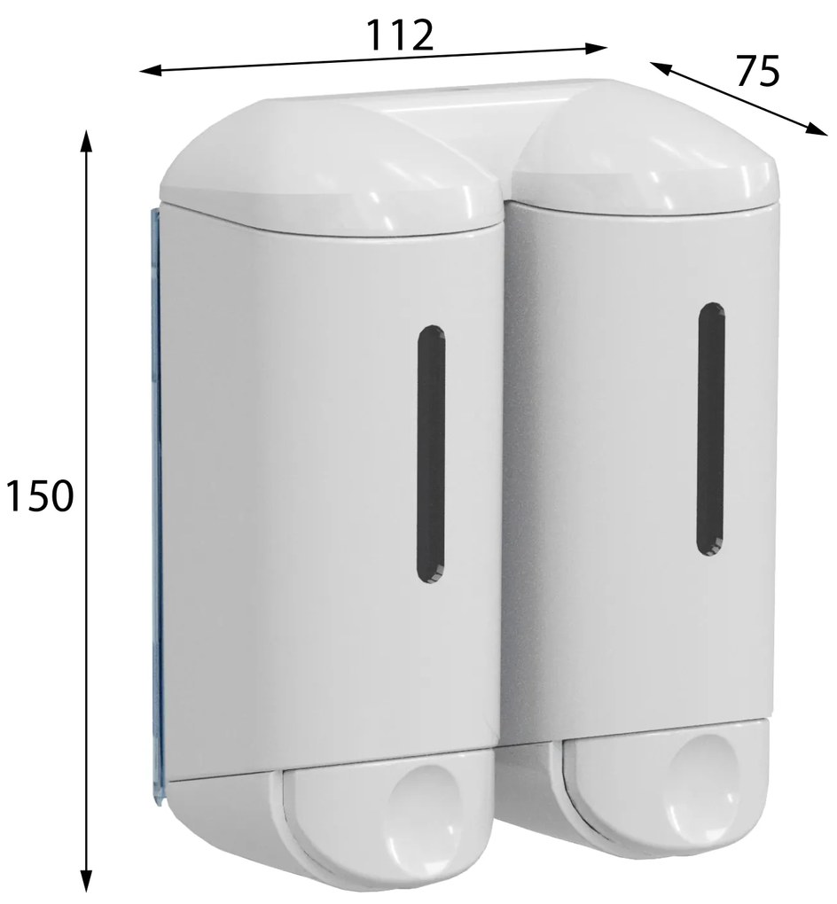 MARPLAST MARPLAST, SHOWER SMALL dvojitý dávkovač tekutého mýdla, 2x170ml, bílá, A94601