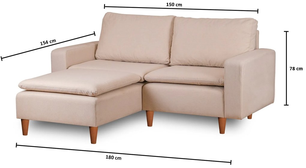 Hanah Home Rohová pohovka LUNGO MINI krémová