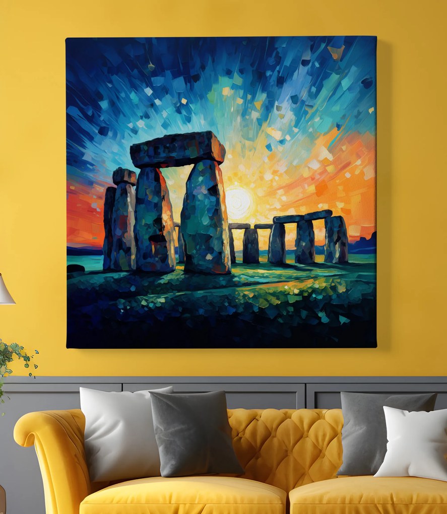 Obraz na plátně - Stonehenge při západu slunce FeelHappy.cz Velikost obrazu: 100 x 100 cm