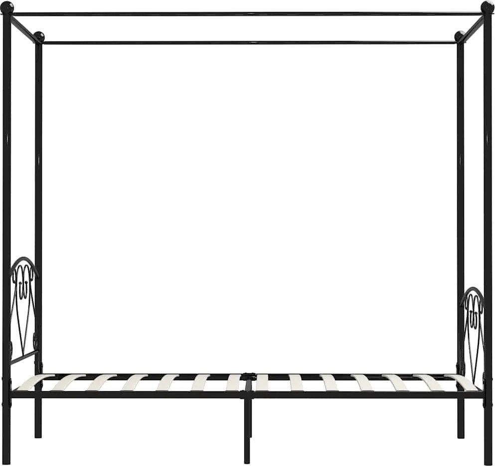 Rám postele s nebesy černý kovový 100 x 200 cm 284434