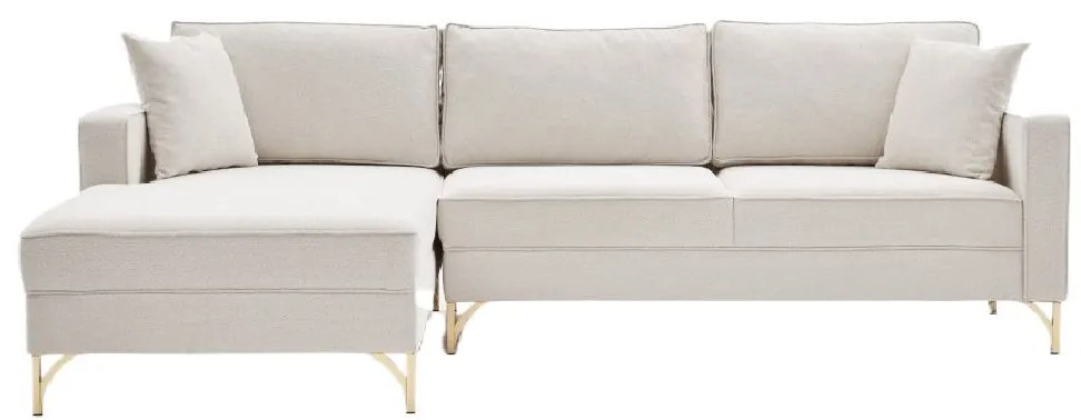 Hanah Home Rohová pohovka BERLIN krémová se zlatou levá 258 cm