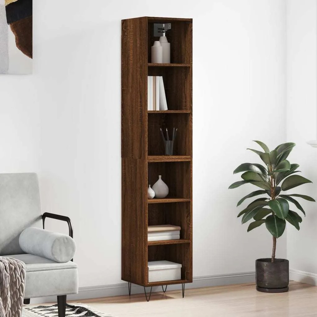 vidaXL Skříň highboard 34,5x32,5x180 cm kompozitní dřevo [3189825] Barva: bílá s vysokým leskem