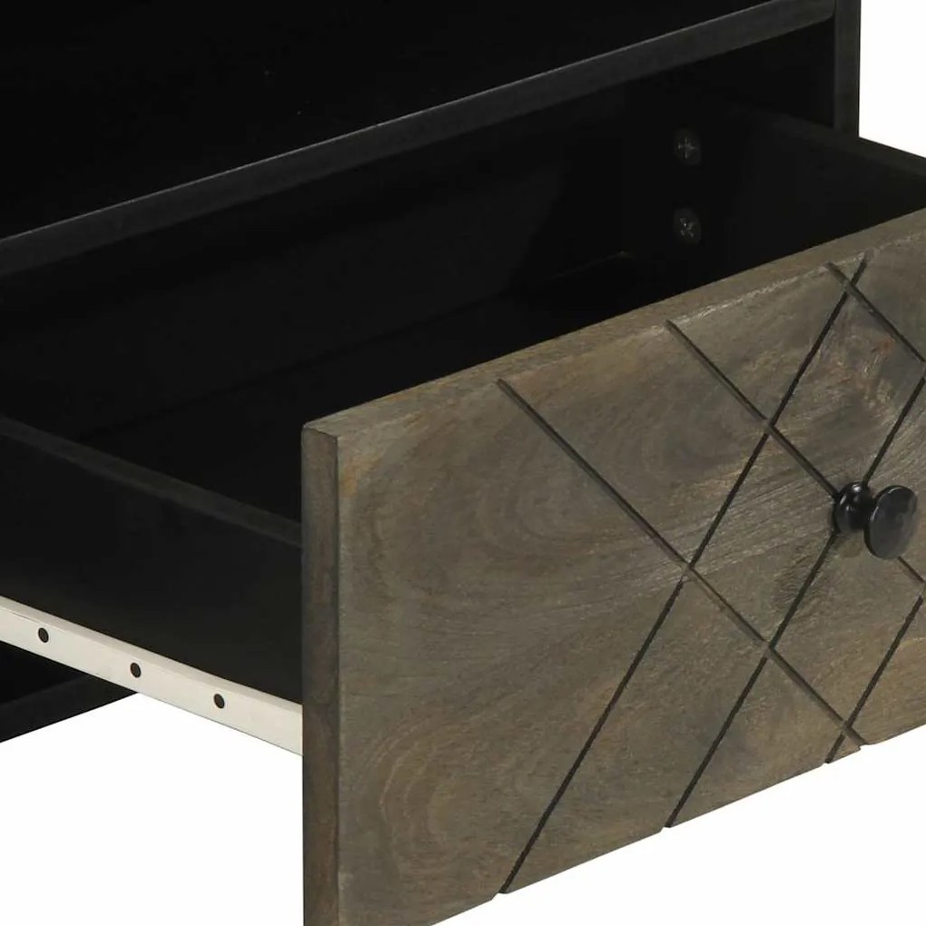 Tv Skříňka Černá 80 X 33 X 46 Cm Masivní Mangovníkové Dřevo