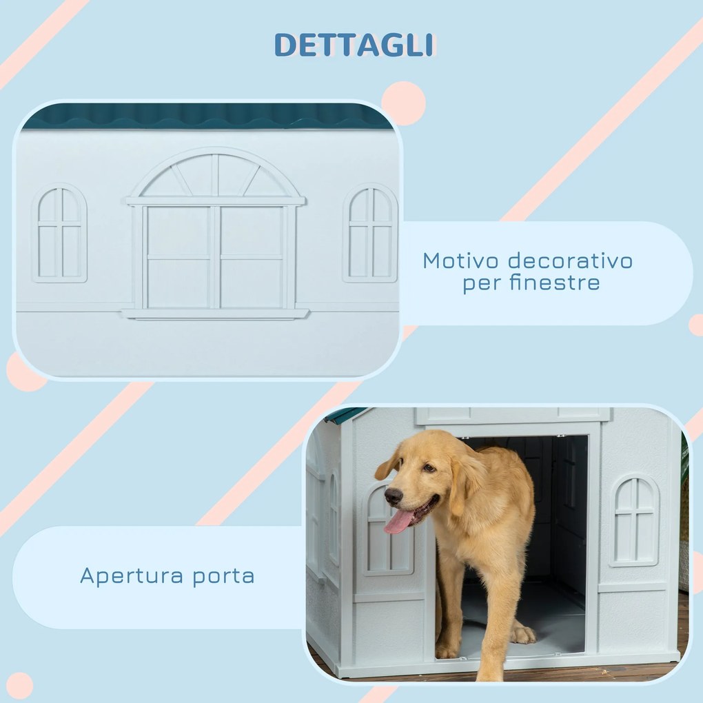 PawHut Střední a Velký Psí Kotec max 30kg z Voděodolného PP, Snadná Montáž, 84.2x98.2x82cm, Modrý