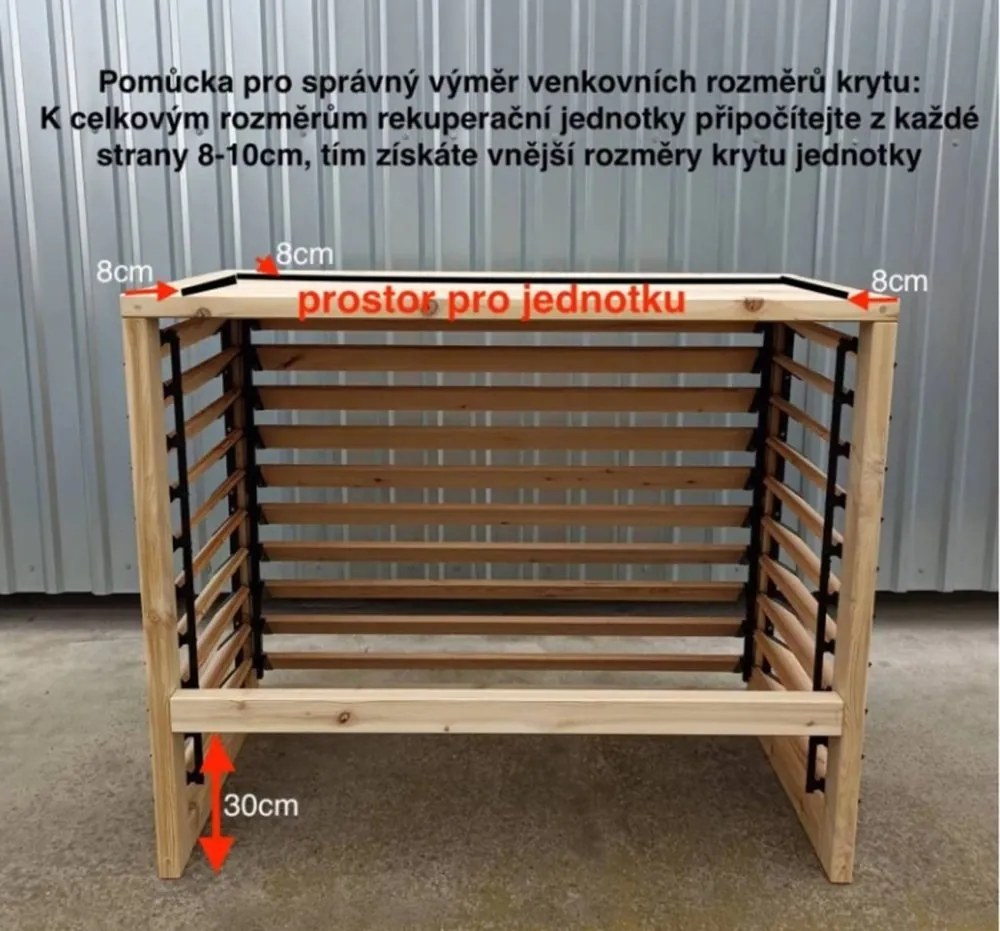SAMKIT Kryt na venkovní jednotku tepelného čerpadla z modřínu HLOUBKA: 65cm, ŠÍŘKA:: 100cm, VÝŠKA:: 120cm