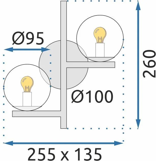 Toolight Toolight, nástěnné svítidlo 2xG9 APP1171-2W, zlatá lesklá, OSW-14022