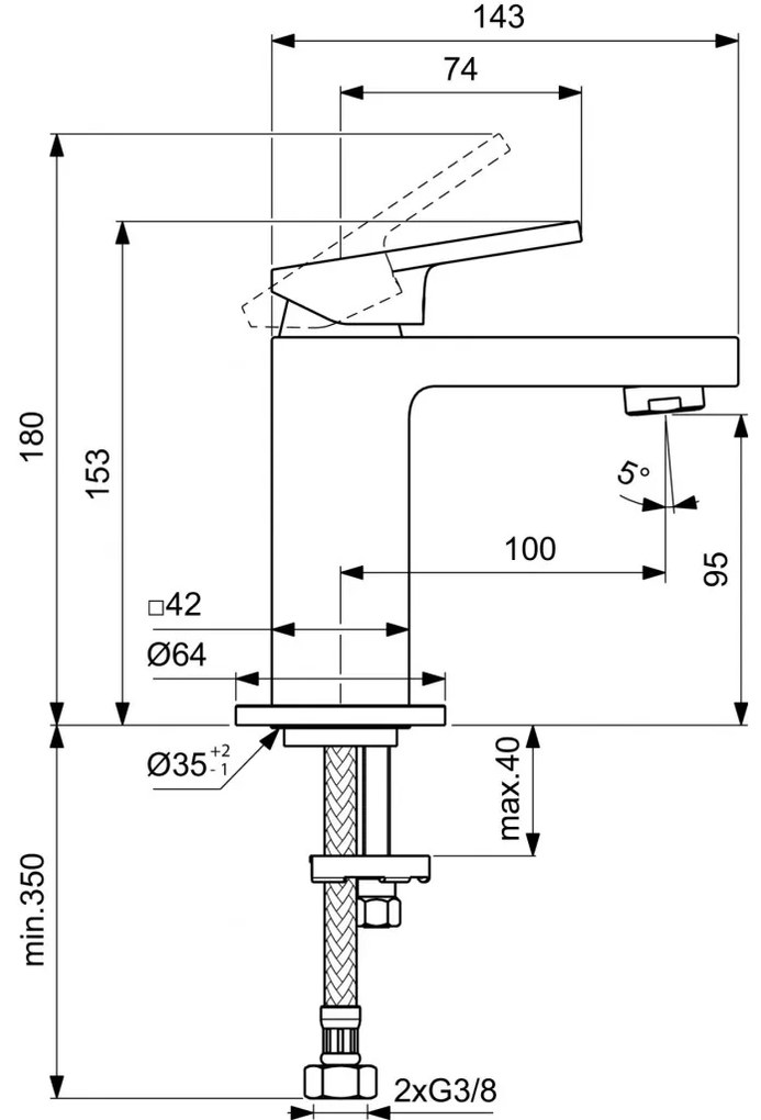 Ideal Standard Extra - Umyvadlová baterie Piccolo bez odtokové garnitury, kartáčovaná zlatá BD503A2