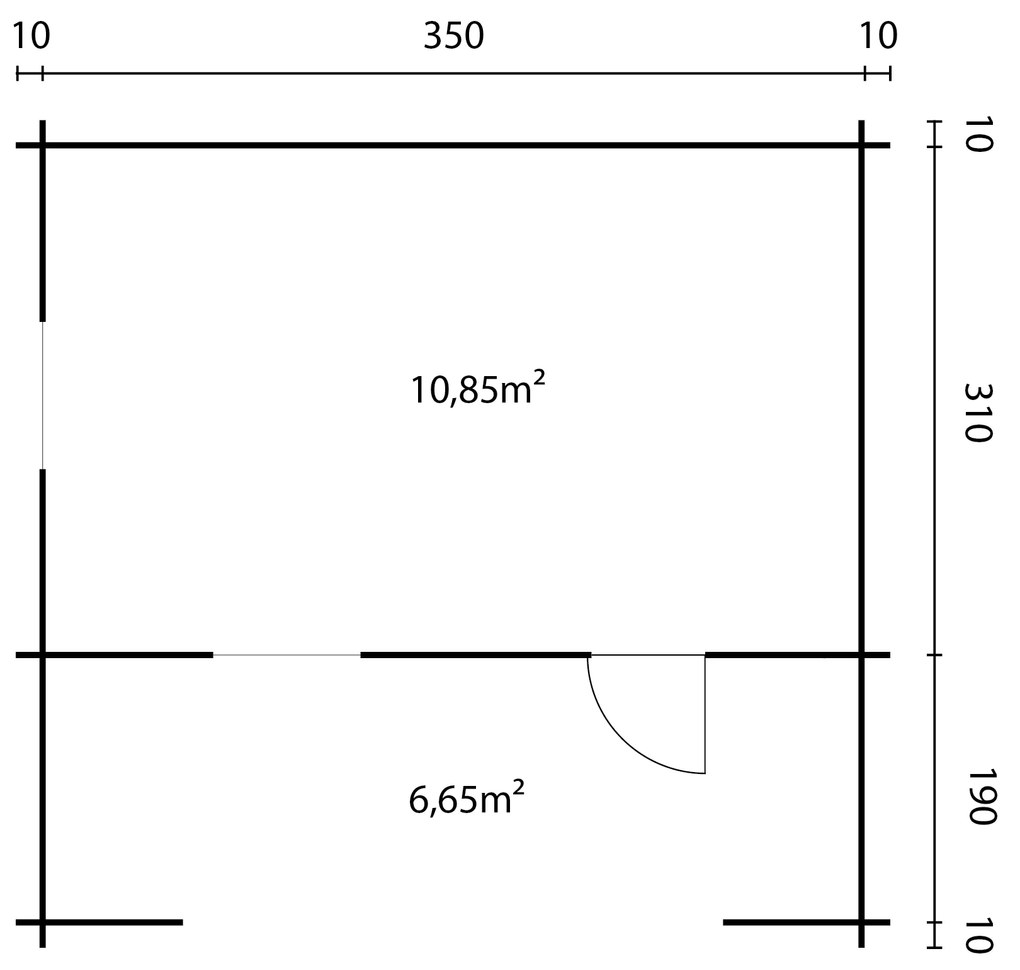 Domek Verona 370x520cm, 2m terasa, 45mm