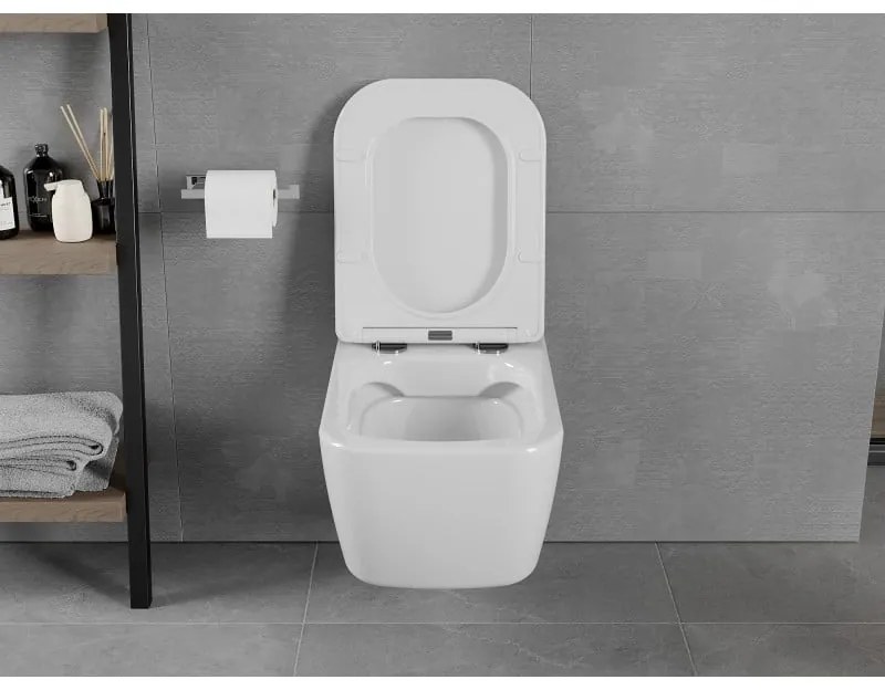 Mexen Elis WC mísa Rimless s pomalu padající deskou slim, duroplast, Bílá - 30910600