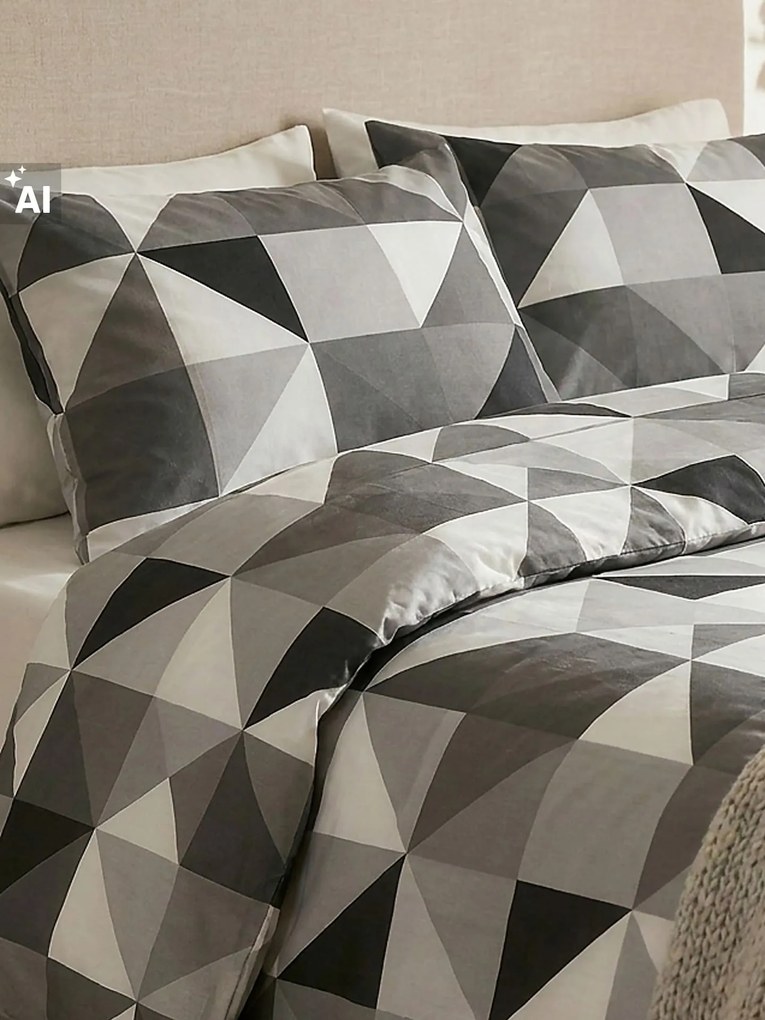 Sinsay - Bavlněné povlečení s geometrickým vzorem - černá