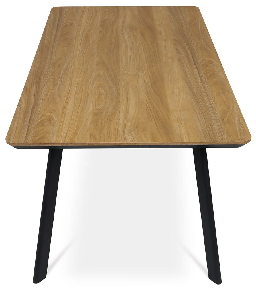 Jídelní stůl HT-533 OAK 180x90 cm, MDF deska, dýha dub, kov černý lak mat