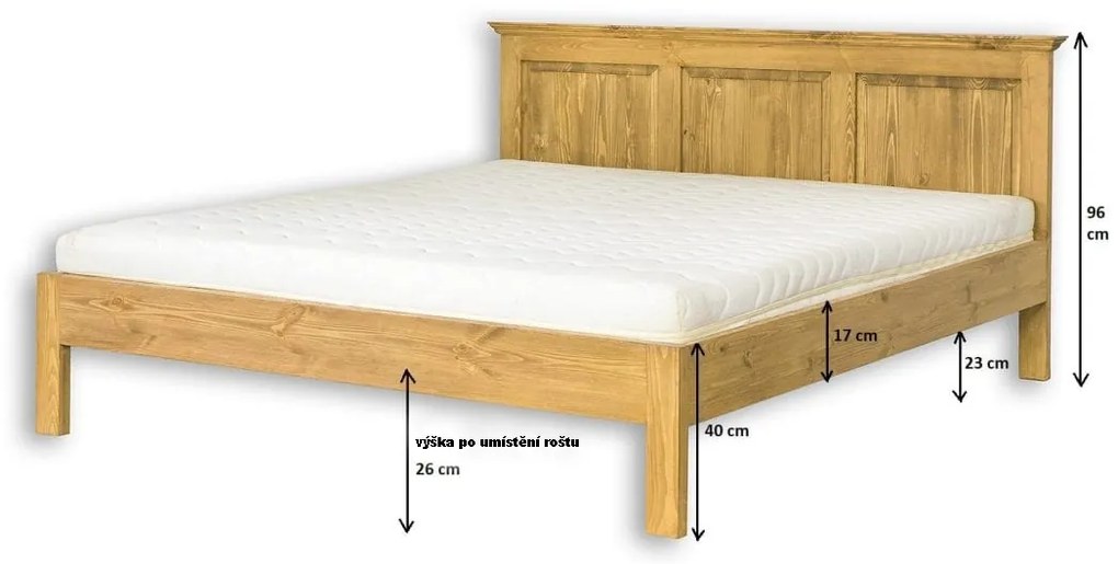 ARTEN (NANO Systems s.r.o.) Rustikální manželská postel POPRAD ACC01 - borovice ROZMĚR: 200 x 200 cm - ATYP